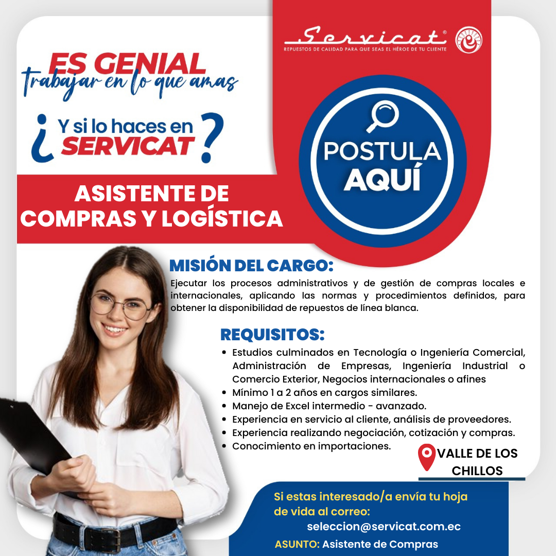 Nuevas oportunidades de empleo: ASISTENTE DE COMPRAS Y LOGÍSTICA en ...